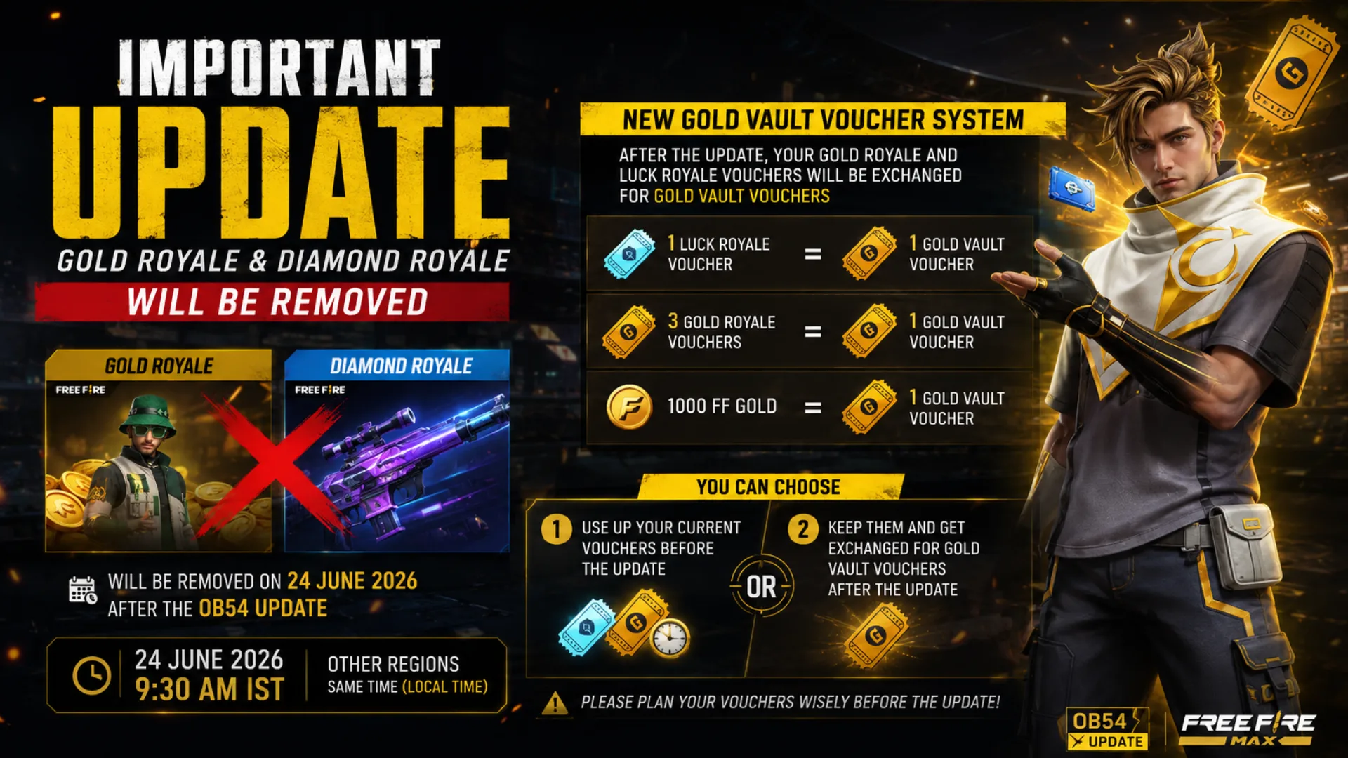 Gold Royale & Diamond Royale Are Officially Removing From Free Fire MAX ...